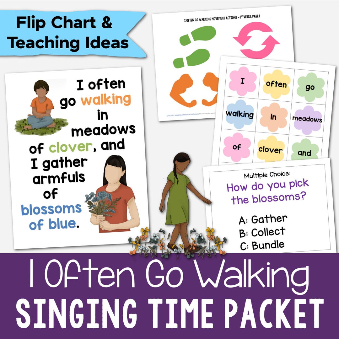 I Often Go Walking Singing Time & Flip Chart Visual Aids 3 Teaching ...