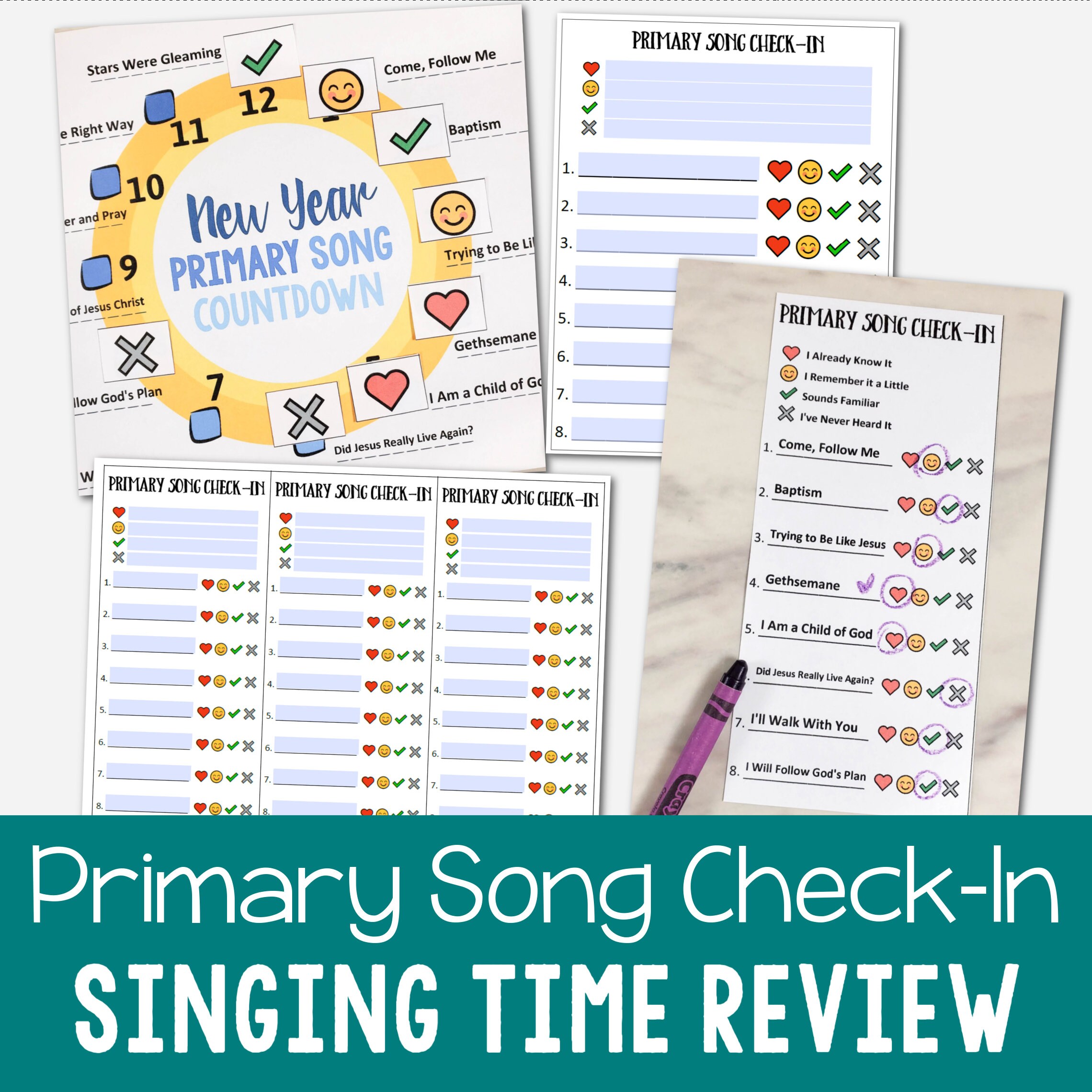 Primary Song Check-in Printable Editable PDF Singing Time Review Game ...