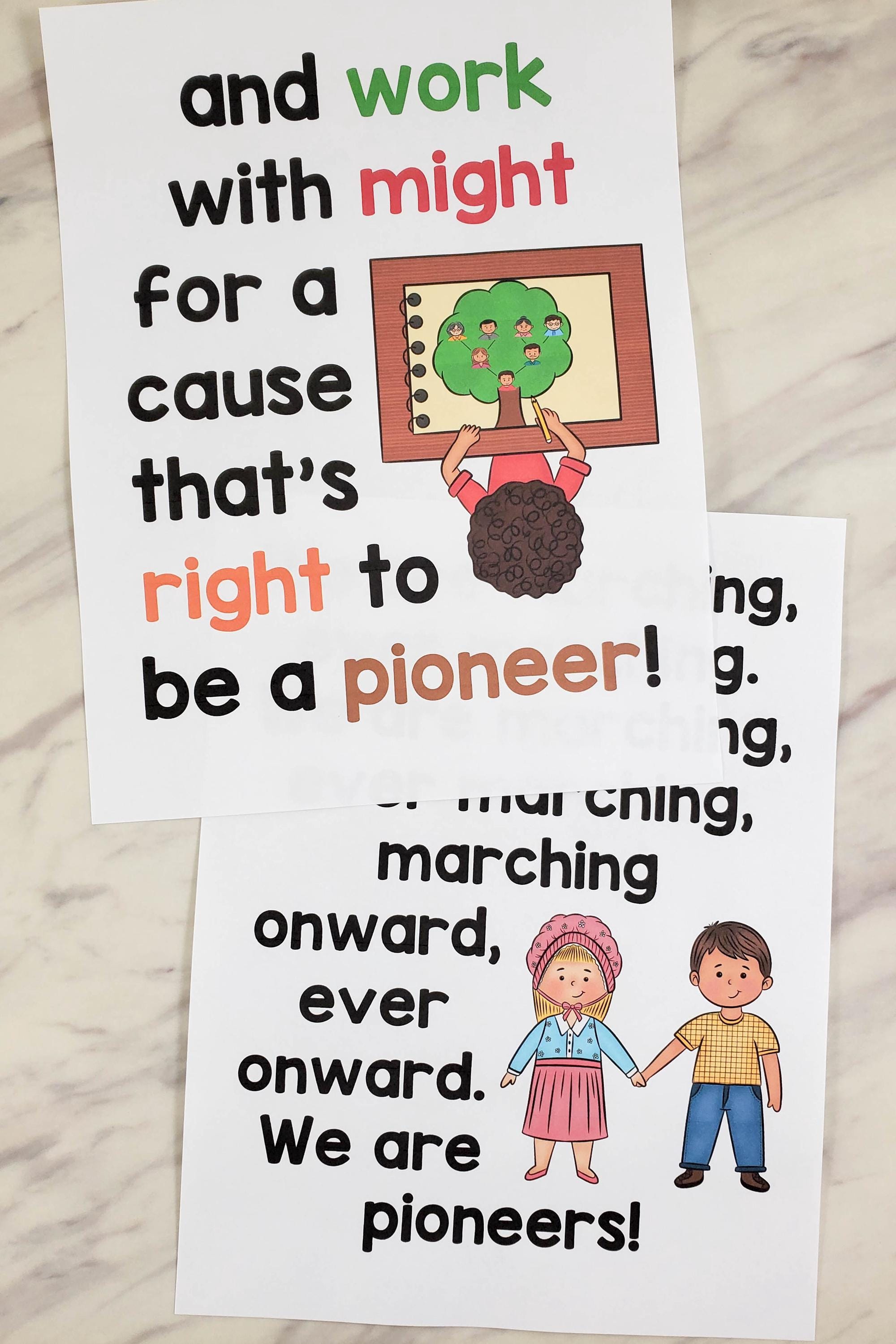 To Be a Pioneer Flip Chart Visual Aids Printable PDF Landscape and ...