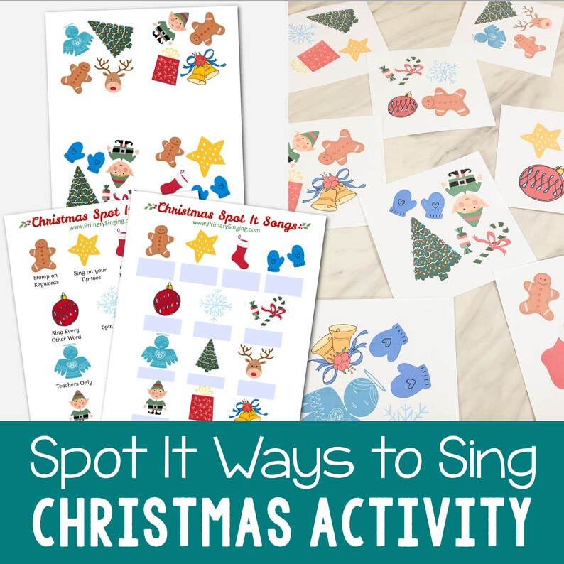 Christmas Spot It Ways to Sing Printable Game Kids Family Classroom ...