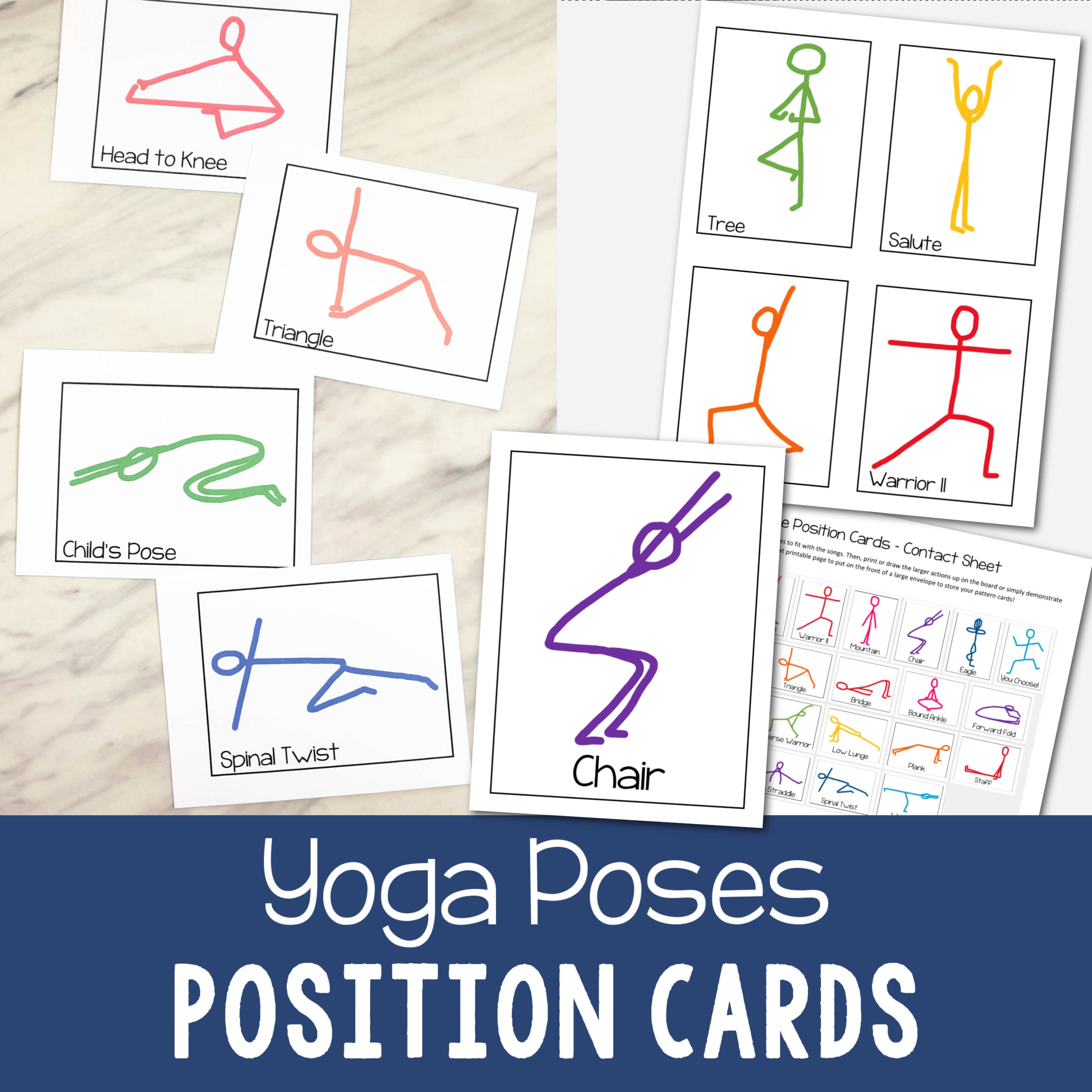 Yoga Poses Position Cards Printable Movement 24 Pose Cards for ...