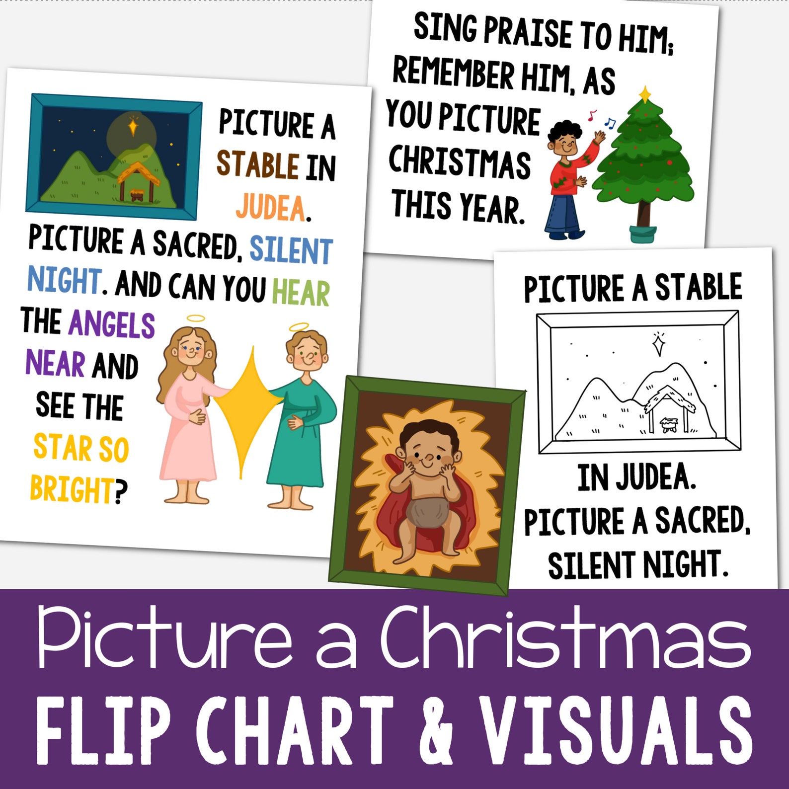 Picture a Christmas Flip Chart Visual Aids Printable Lyrics PDF ...