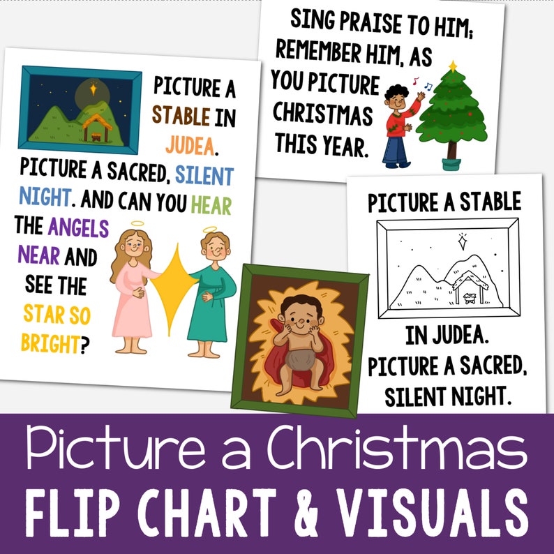 Picture a Christmas Flip Chart Visual Aids Printable Lyrics PDF ...