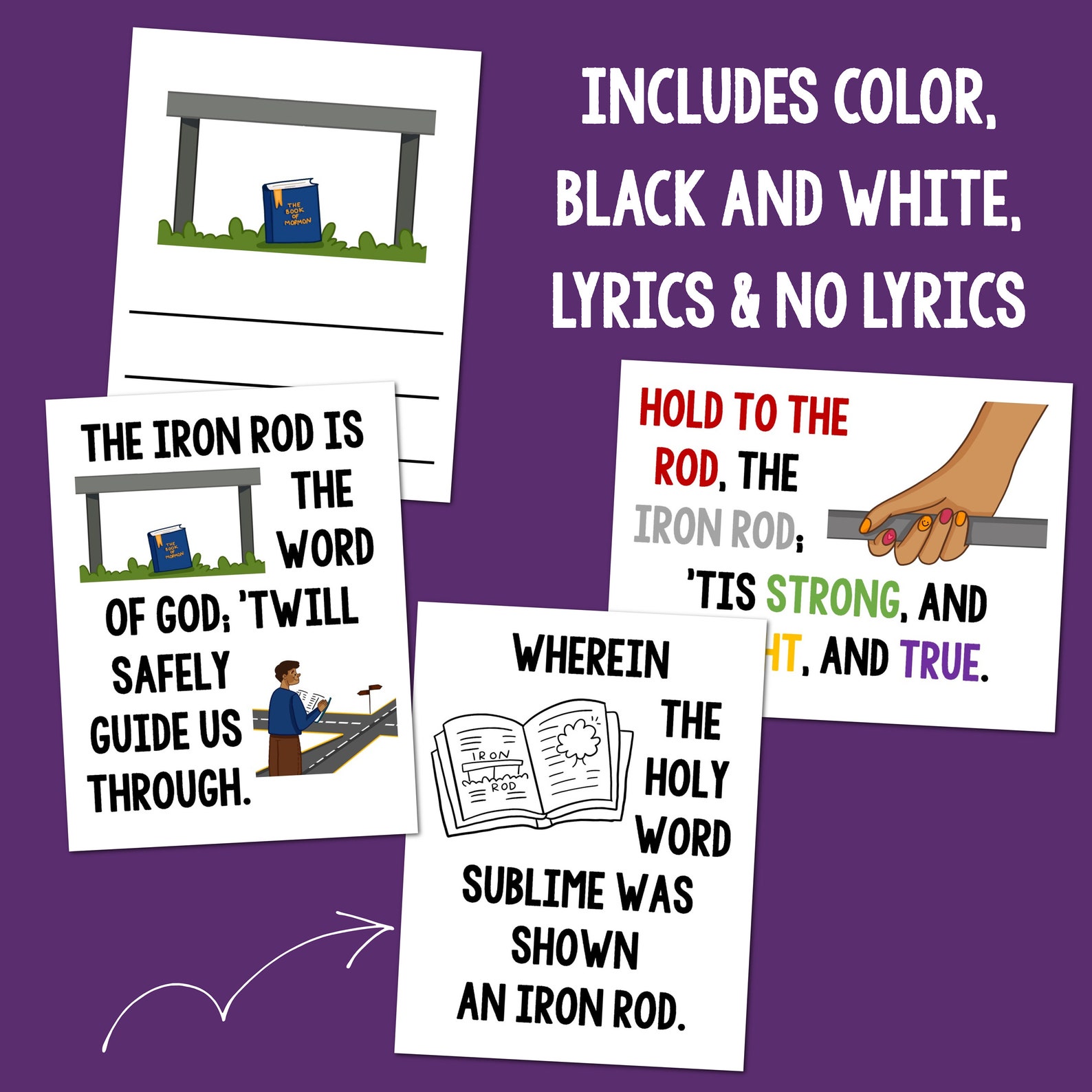 The Iron Rod Flip Chart & Visual Aids Singing Time Come Follow Me Hymn ...