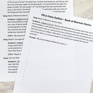 Primary Program Script 2024 Book of Mormon Song Outline Question ...