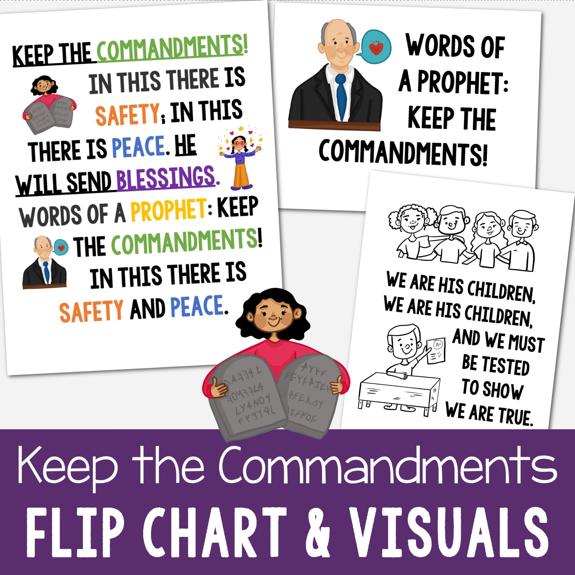 Keep the Commandments Flip Chart Visual Aids for LDS Primary Music ...