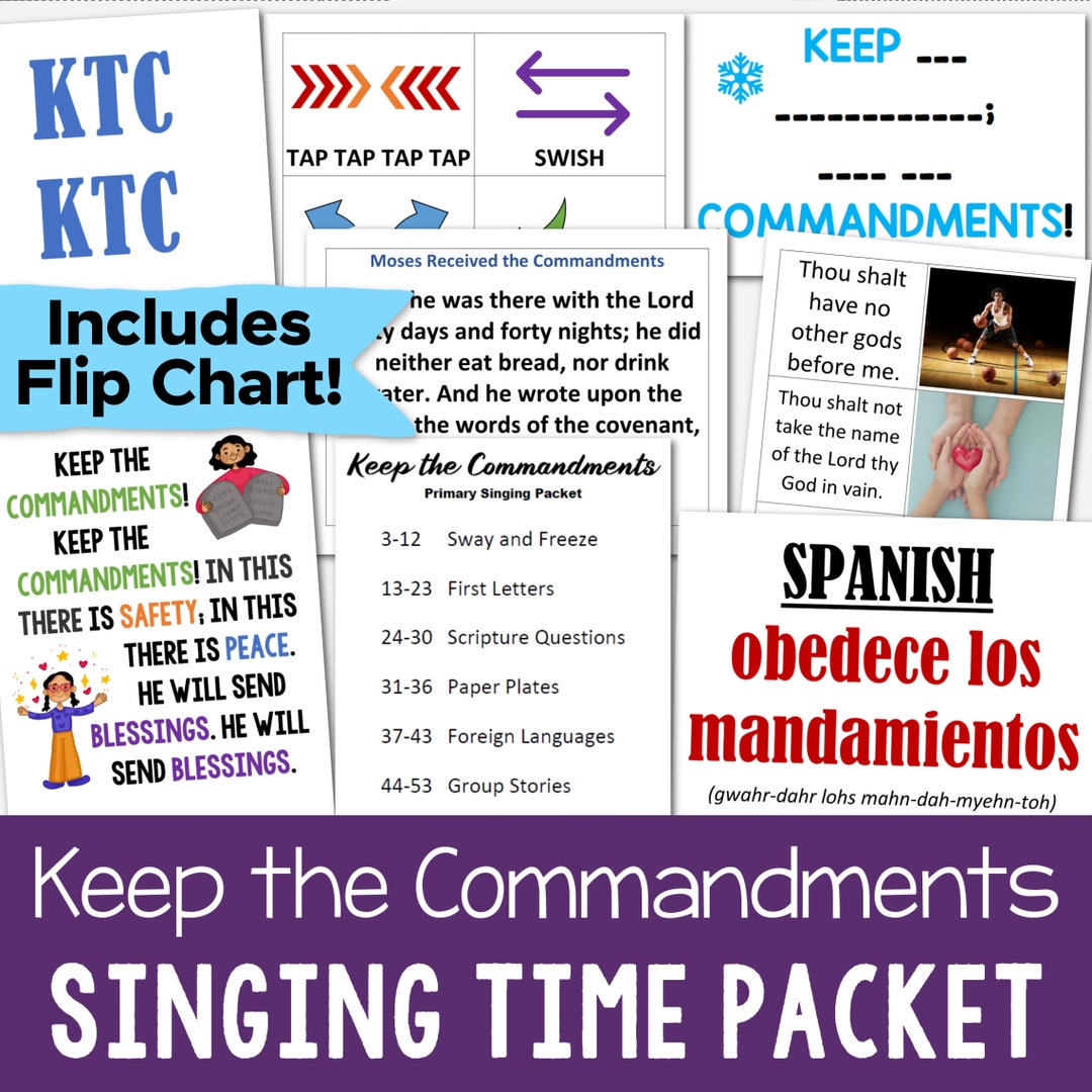 Keep the Commandments Singing Time Packet Primary Music Leader Lesson Plans 6 Activities LDS ...