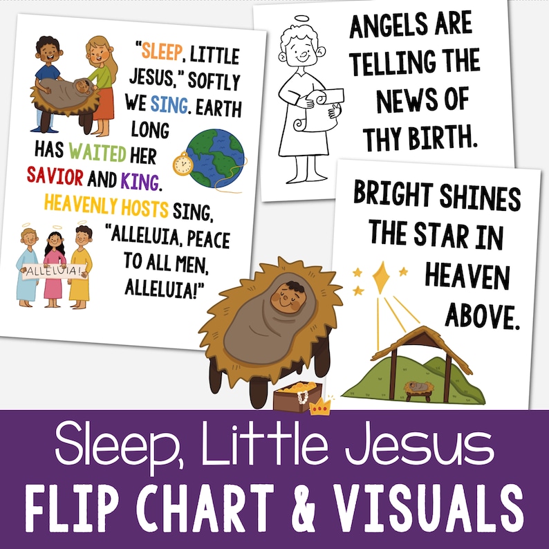 Sleep Little Jesus Flip Chart Visual Aids Printable PDF Christmas Song ...