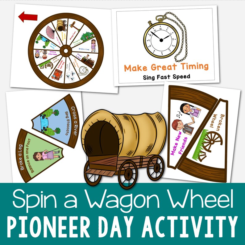 Pioneer Day Spin the Wagon Wheel Singing Time Review Game Summer ...