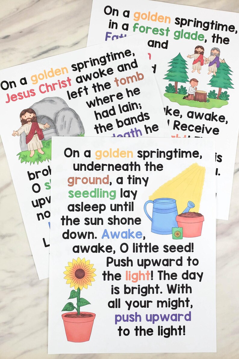 On a Golden Springtime Flip Chart Visual Aids Printable Lyrics Song ...