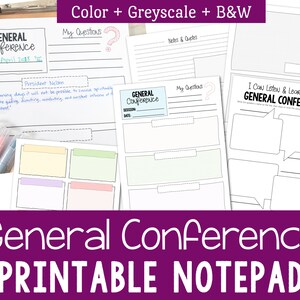 General Conference Printable Notepad Note Taking Sheets for Church ...