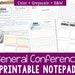 General Conference Printable Notepad Note Taking Sheets for Church ...