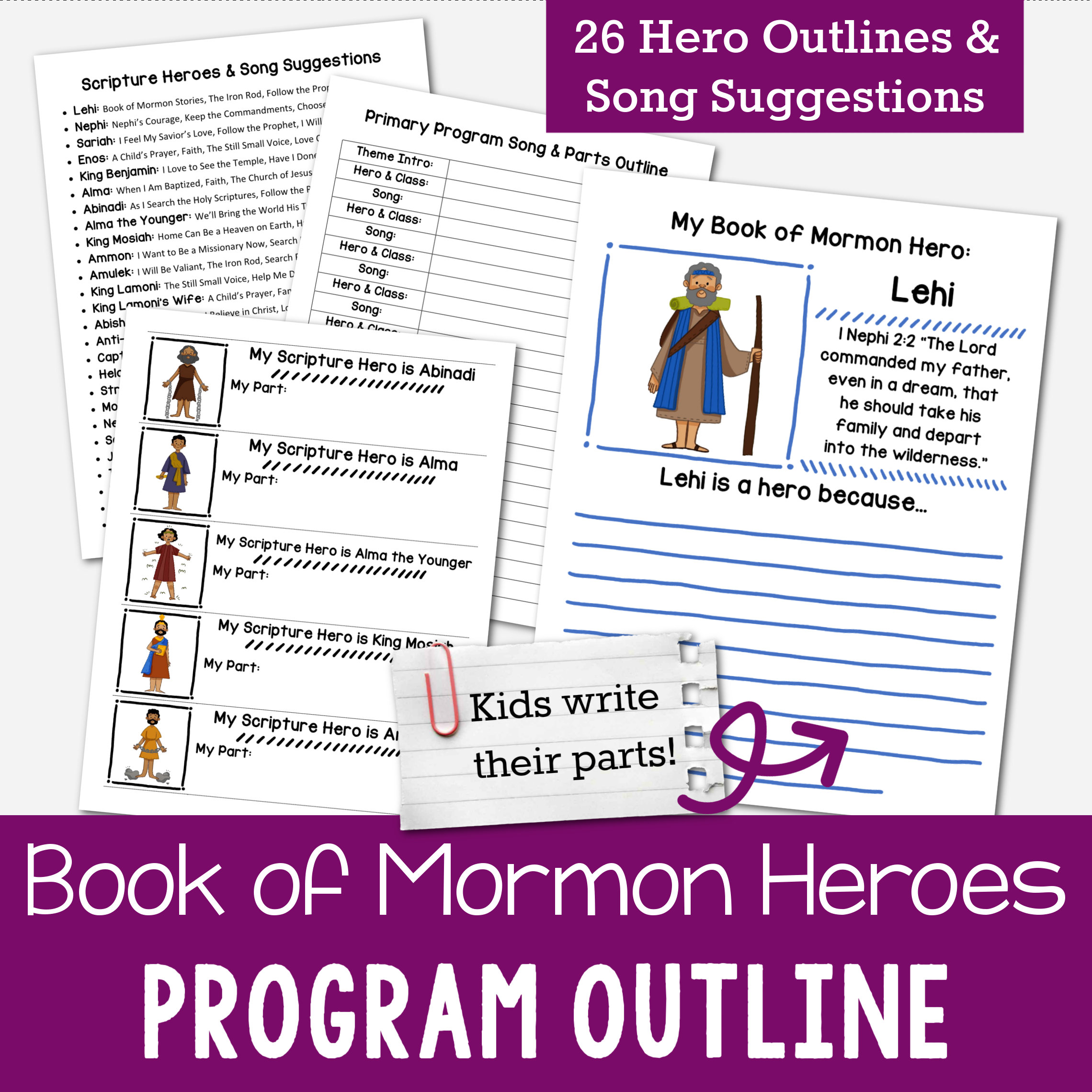 Book of Mormon Heroes Primary Program Script 2024 Outline Question ...