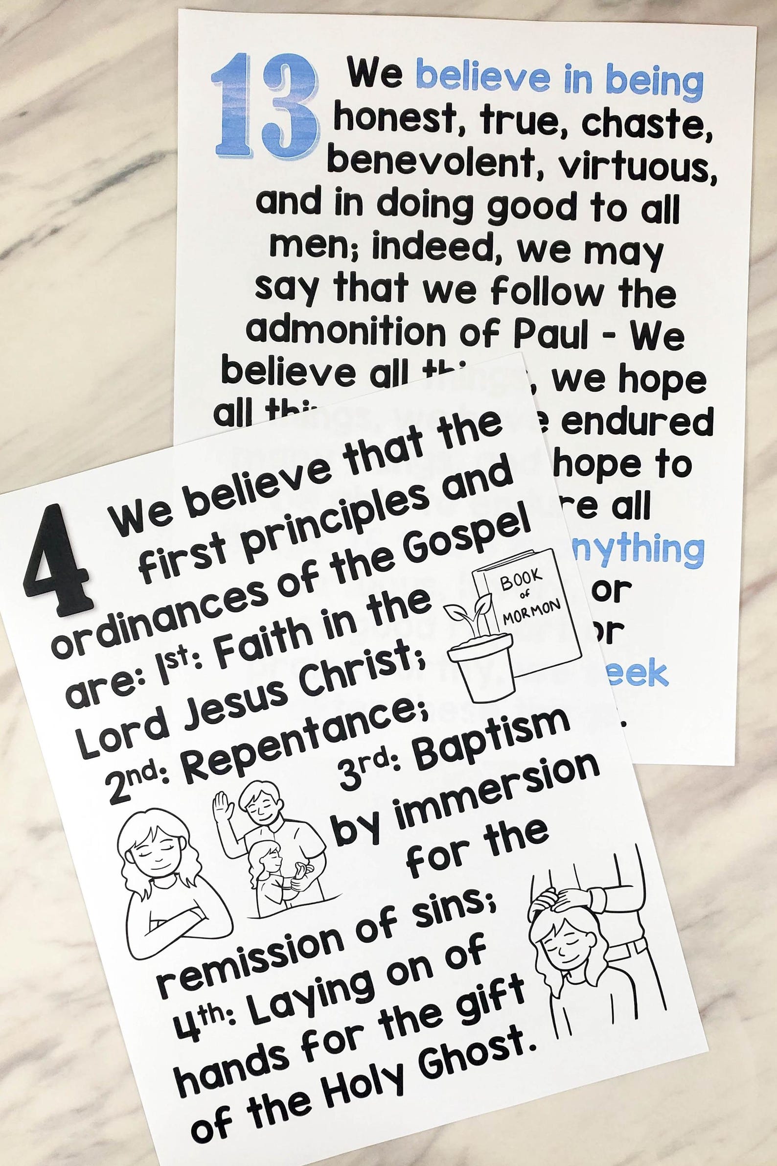 Articles of Faith Flip Chart Visual Aids Singing Time Bulletin Board ...