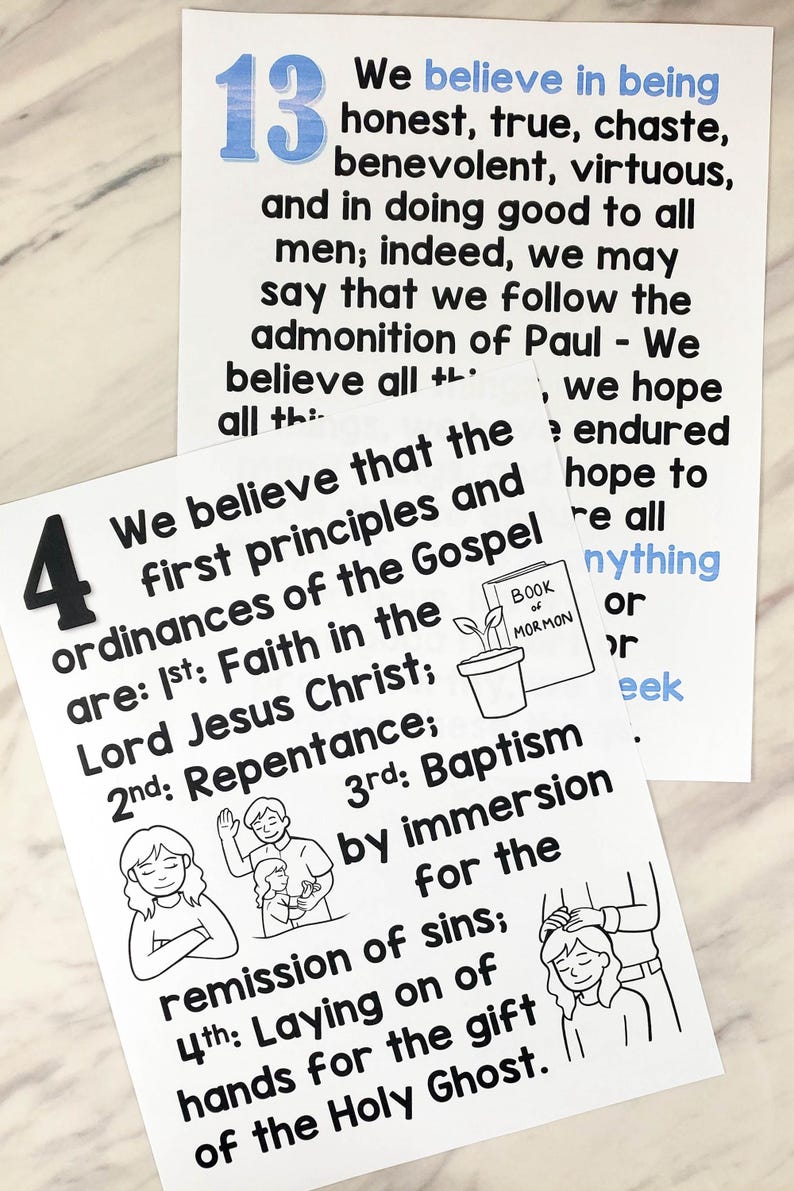 Articles of Faith Flip Chart Visual Aids Singing Time Bulletin Board ...