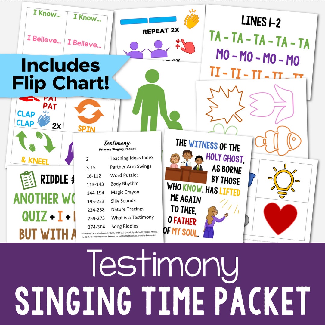 Testimony Singing Time Packet 8 Primary Song Teaching Ideas & Flip ...