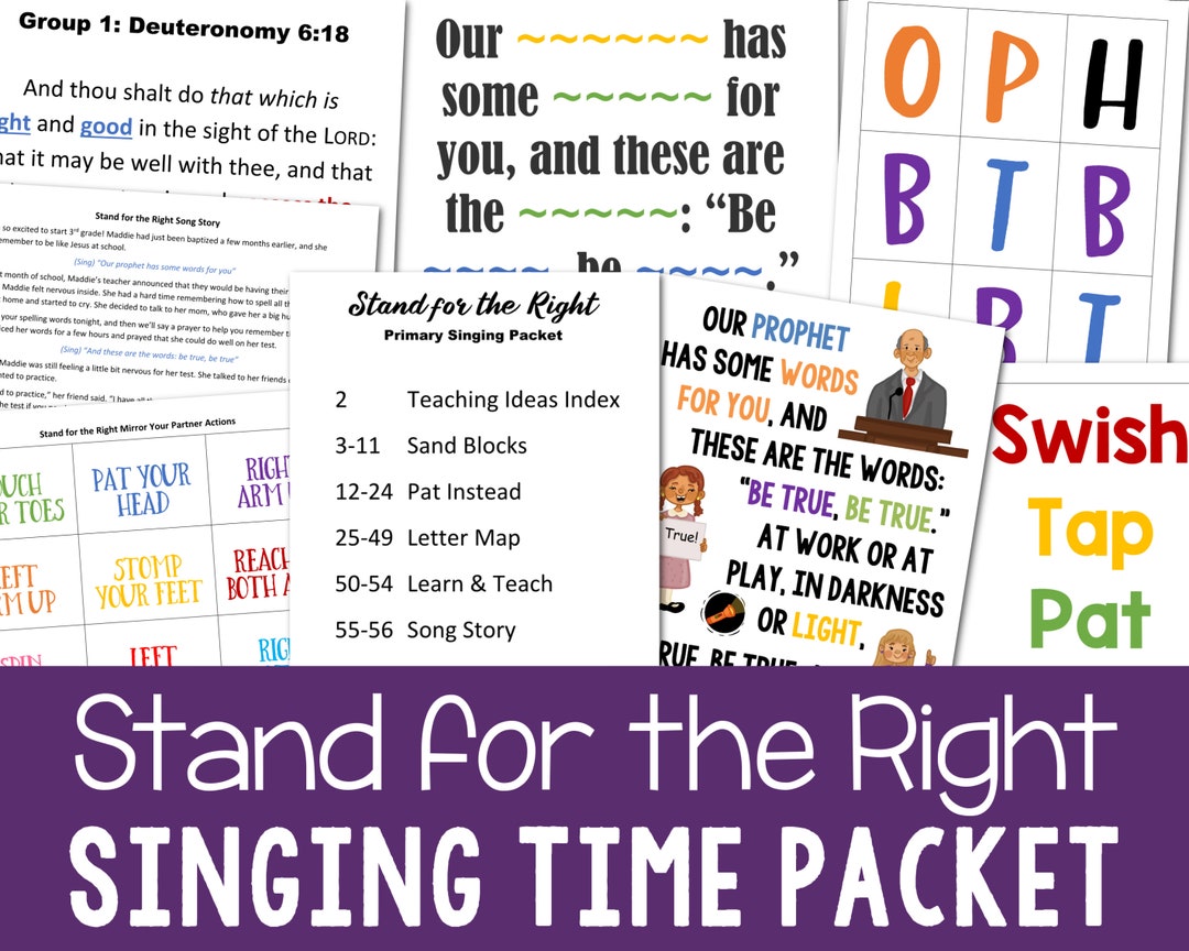 Stand for the Right Singing Time Packet Primary Music Leader - Etsy