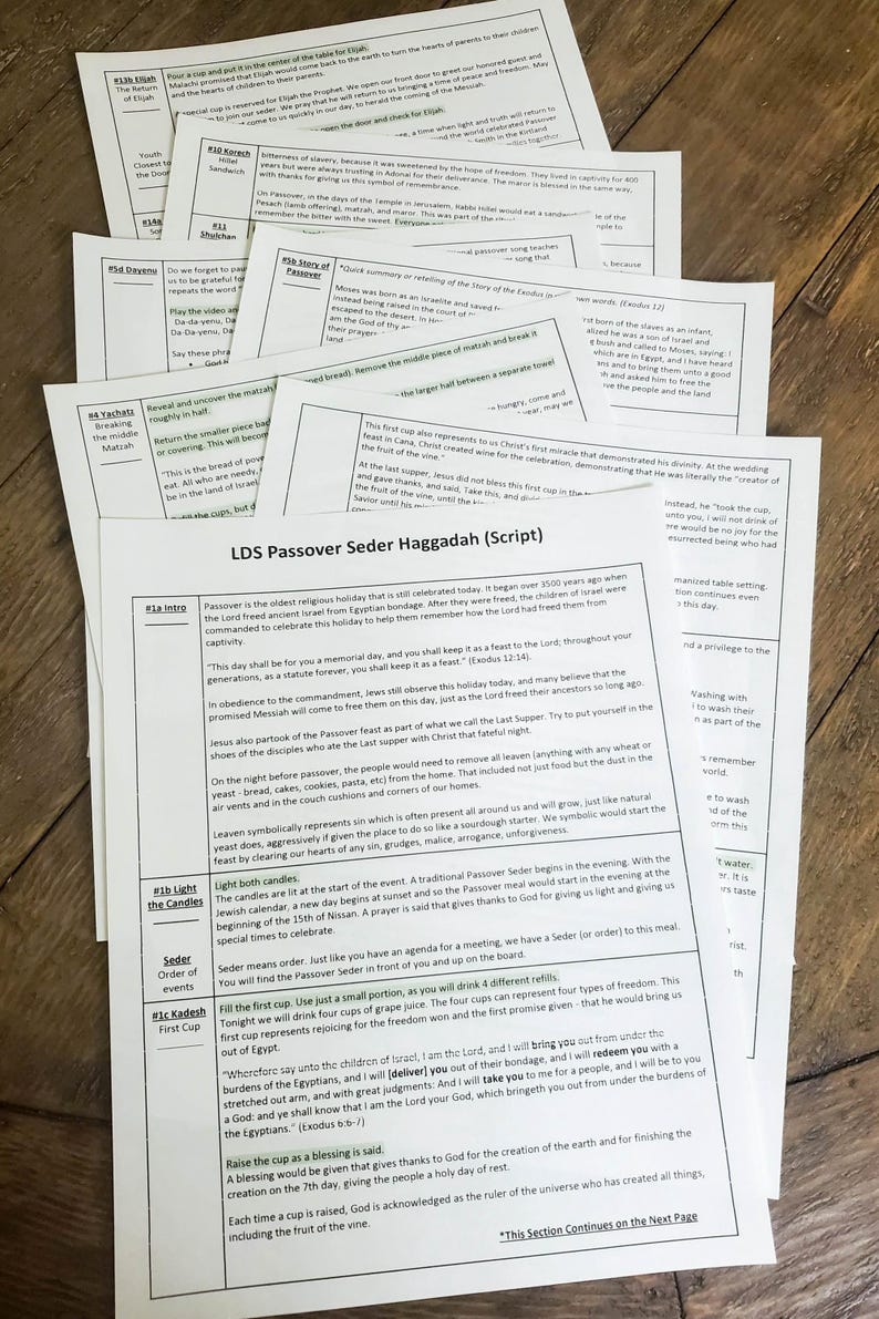 LDS Passover Seder Script - Full Script With Assignable Parts and ...
