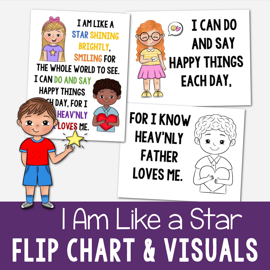 I Am Like a Star Flip Chart Visual Aids Singing Time Teach Primary Song ...