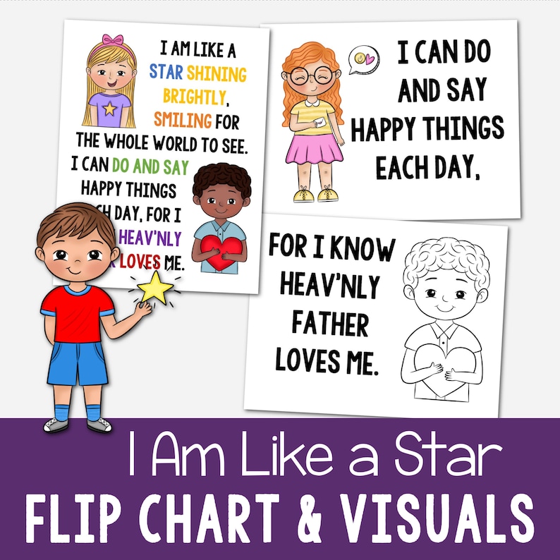 I Am Like a Star Flip Chart Visual Aids Singing Time Teach Primary Song ...