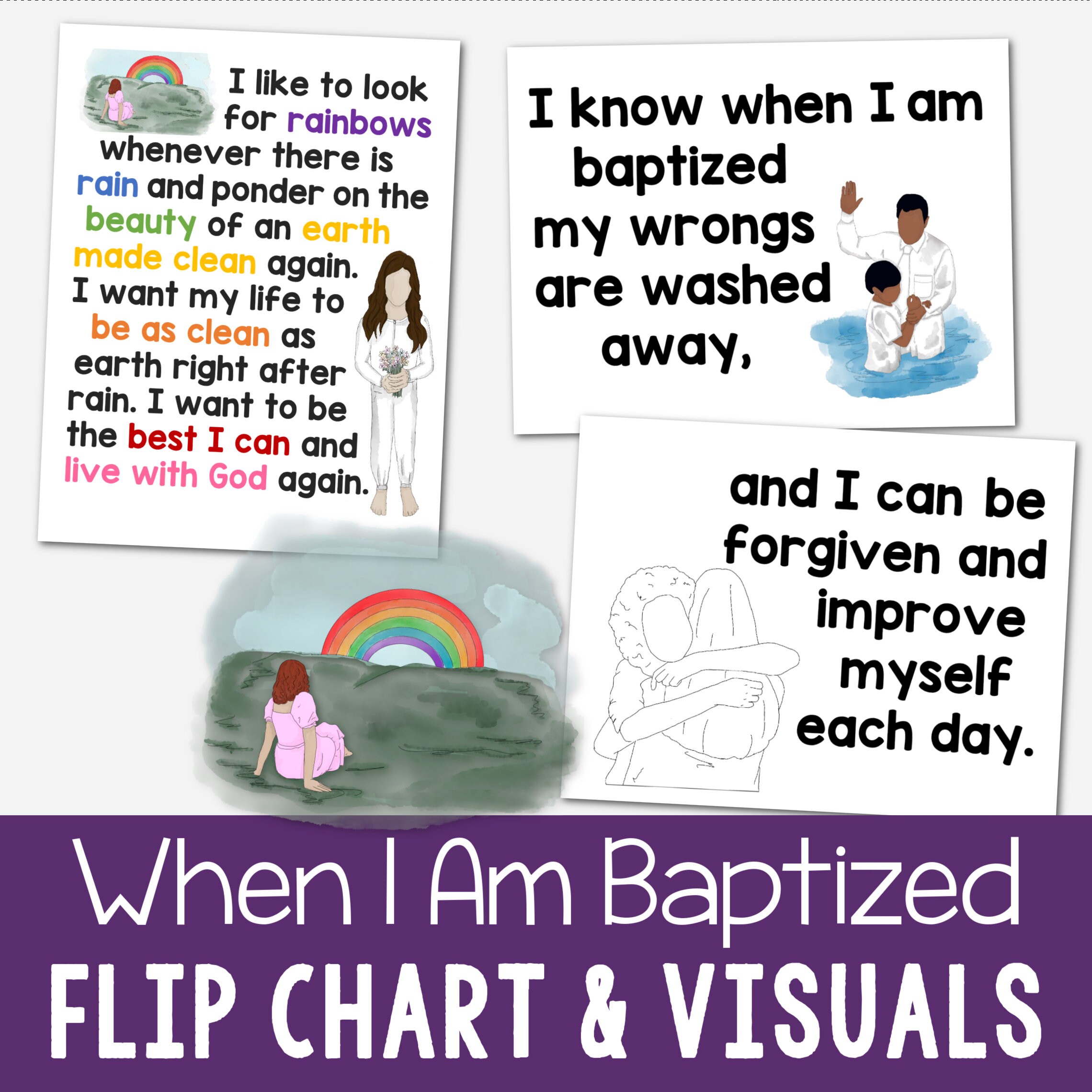 When I Am Baptized Flip Chart & Visual Aids Teach Come Follow Me Song ...