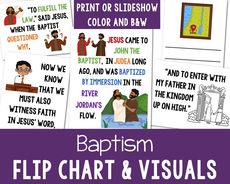 Baptism Flip Chart LDS Song Visual Aids Printable PDF Landscape and ...