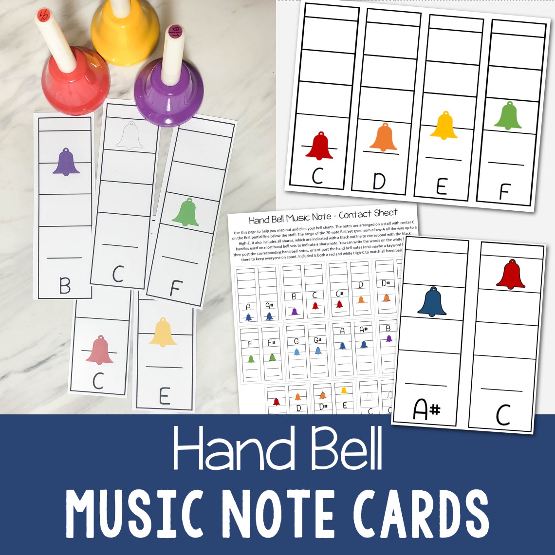 Hand Bell Music Note Cards for Singing Time PDF Printable Cards for ...
