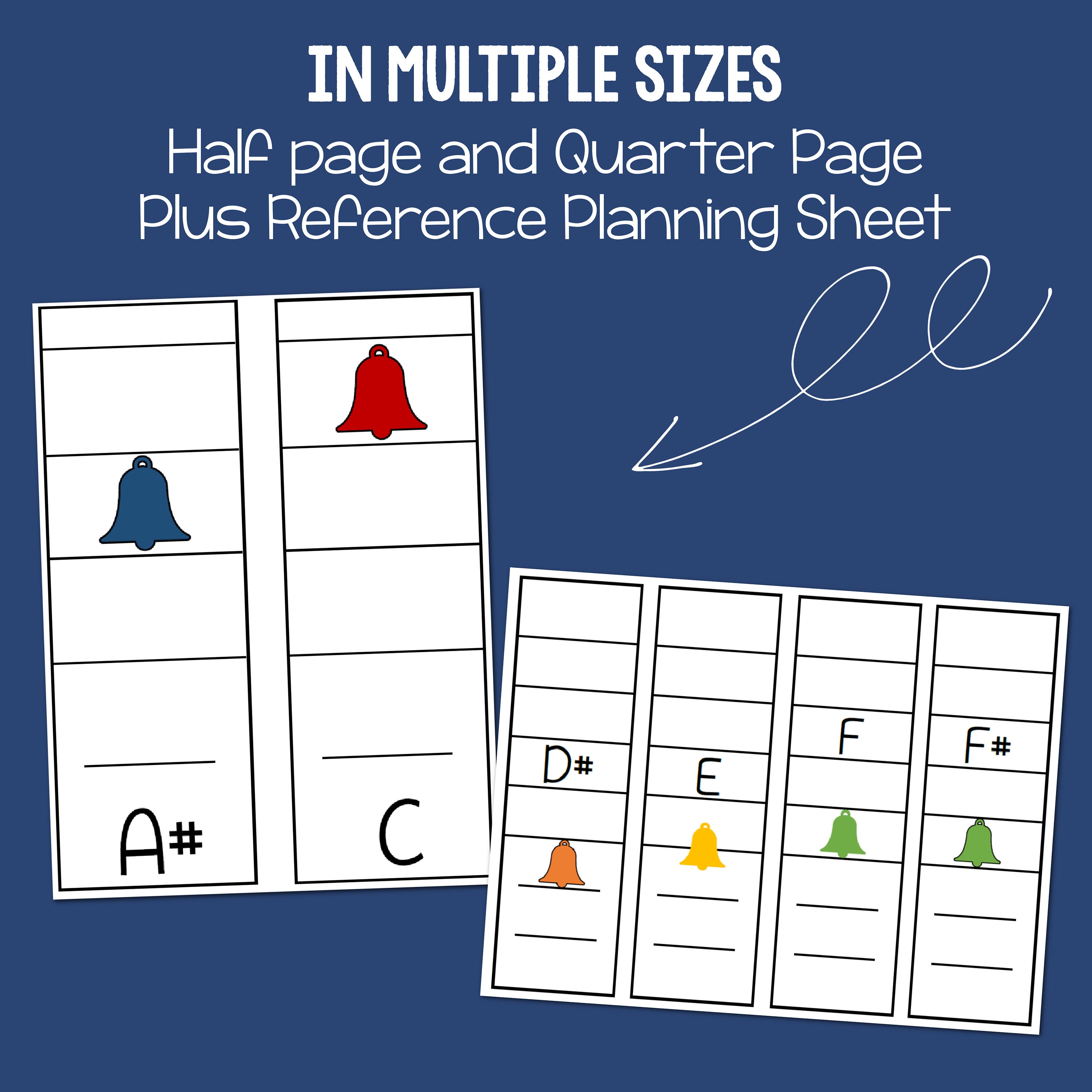 Hand Bell Music Note Cards for Singing Time PDF Printable Cards for ...