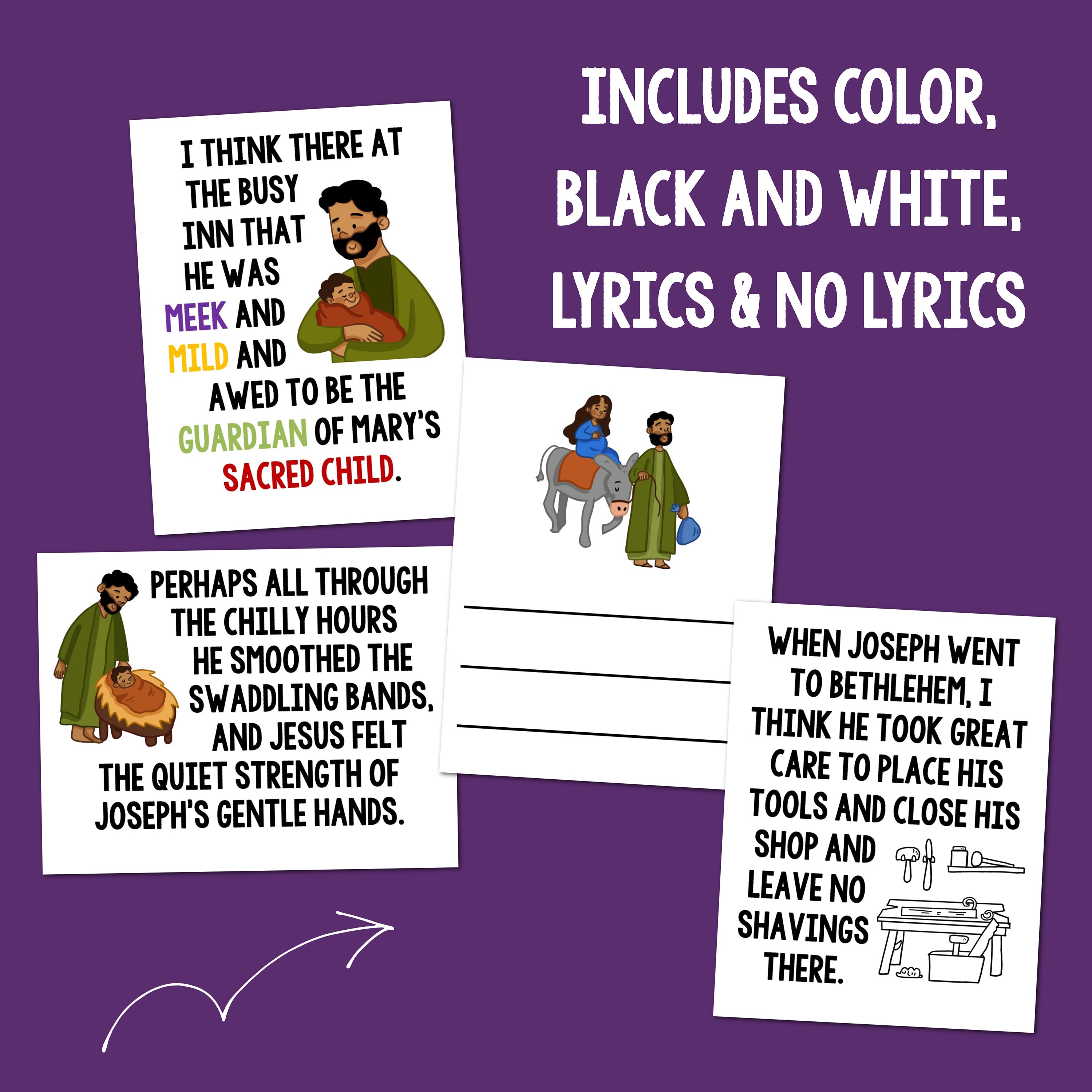 When Joseph Went to Bethlehem Flip Chart Visual Aids LDS Christmas Song Lyrics Illustrations ...