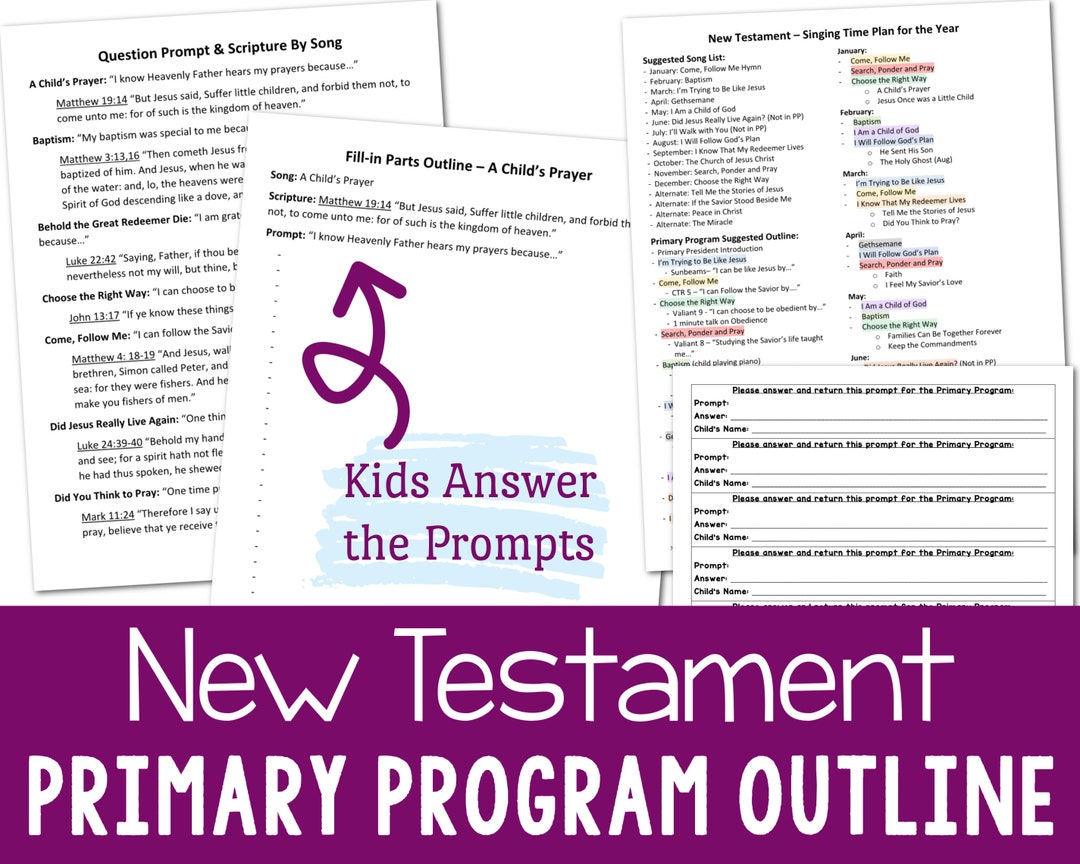 Primary Program Script 2023 New Testament Outline Question - Etsy