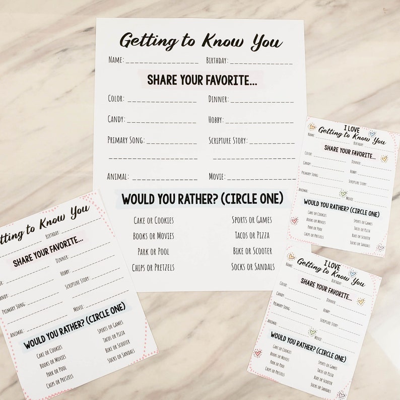 Getting to Know You Survey Printable & Editable PDF | About Me Quiz ...