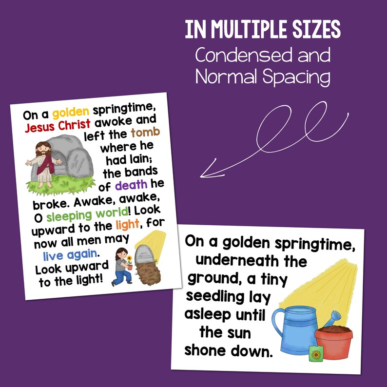 On a Golden Springtime Flip Chart Visual Aids Printable Lyrics Song ...