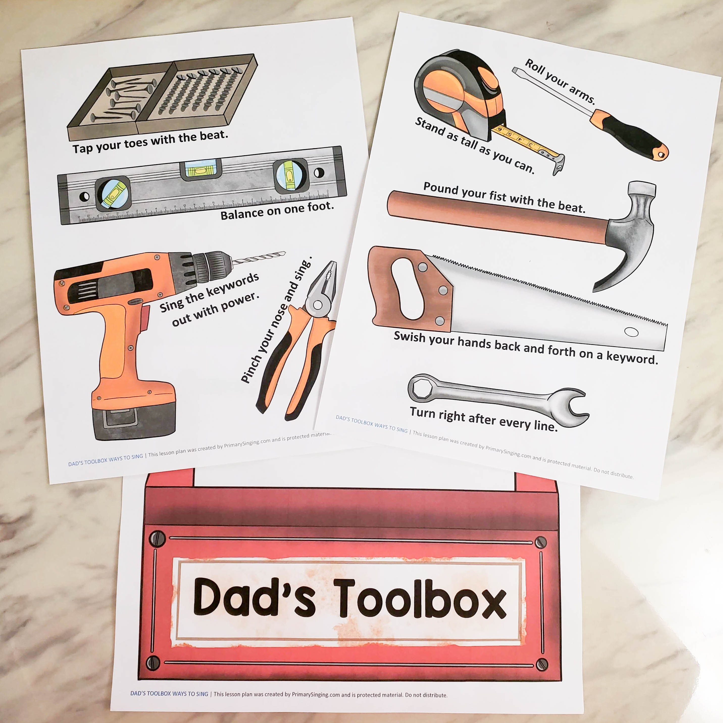 Dad's Toolbox Father's Day Singing Time Activity Ways to Sing Cards ...