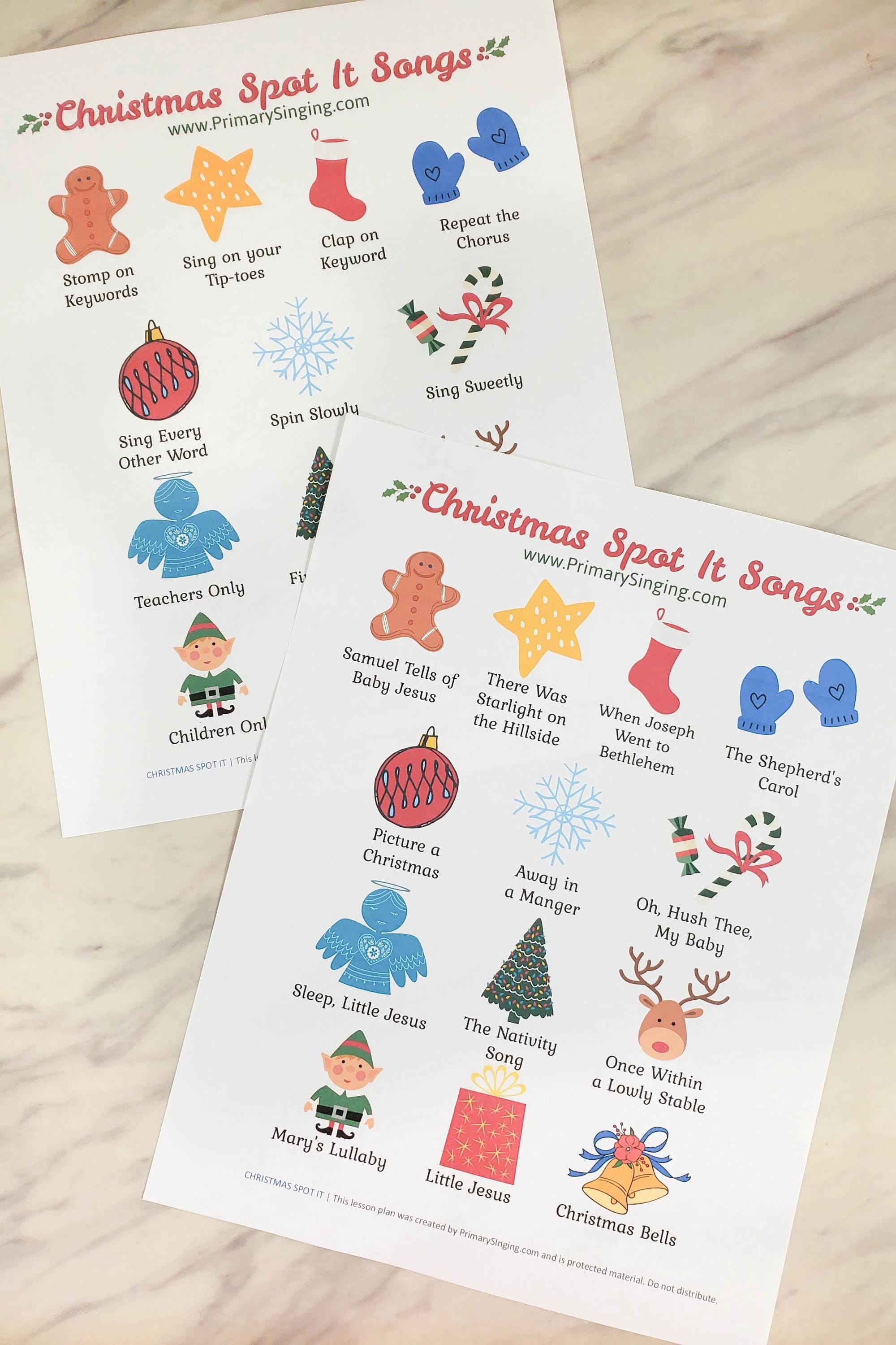 Christmas Spot It Ways to Sing Printable Game Kids Family Classroom ...