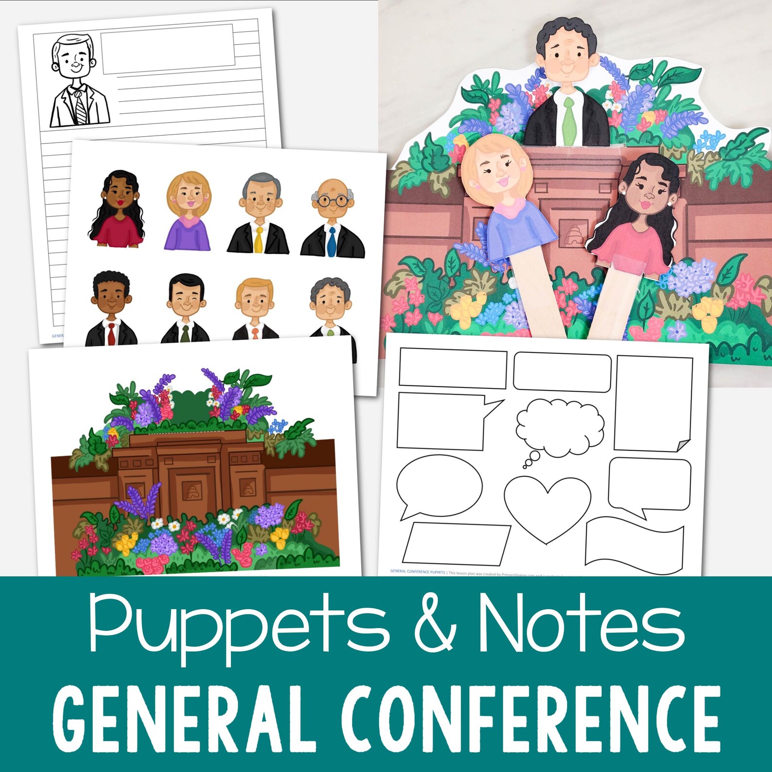 General Conference Puppets & Notes Sheet Kids Activities for LDS Conf ...