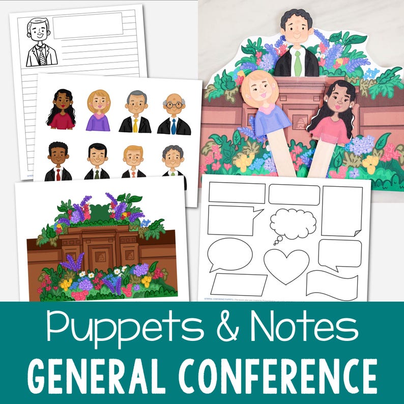 General Conference Puppets & Notes Sheet Kids Activities for LDS Conf ...
