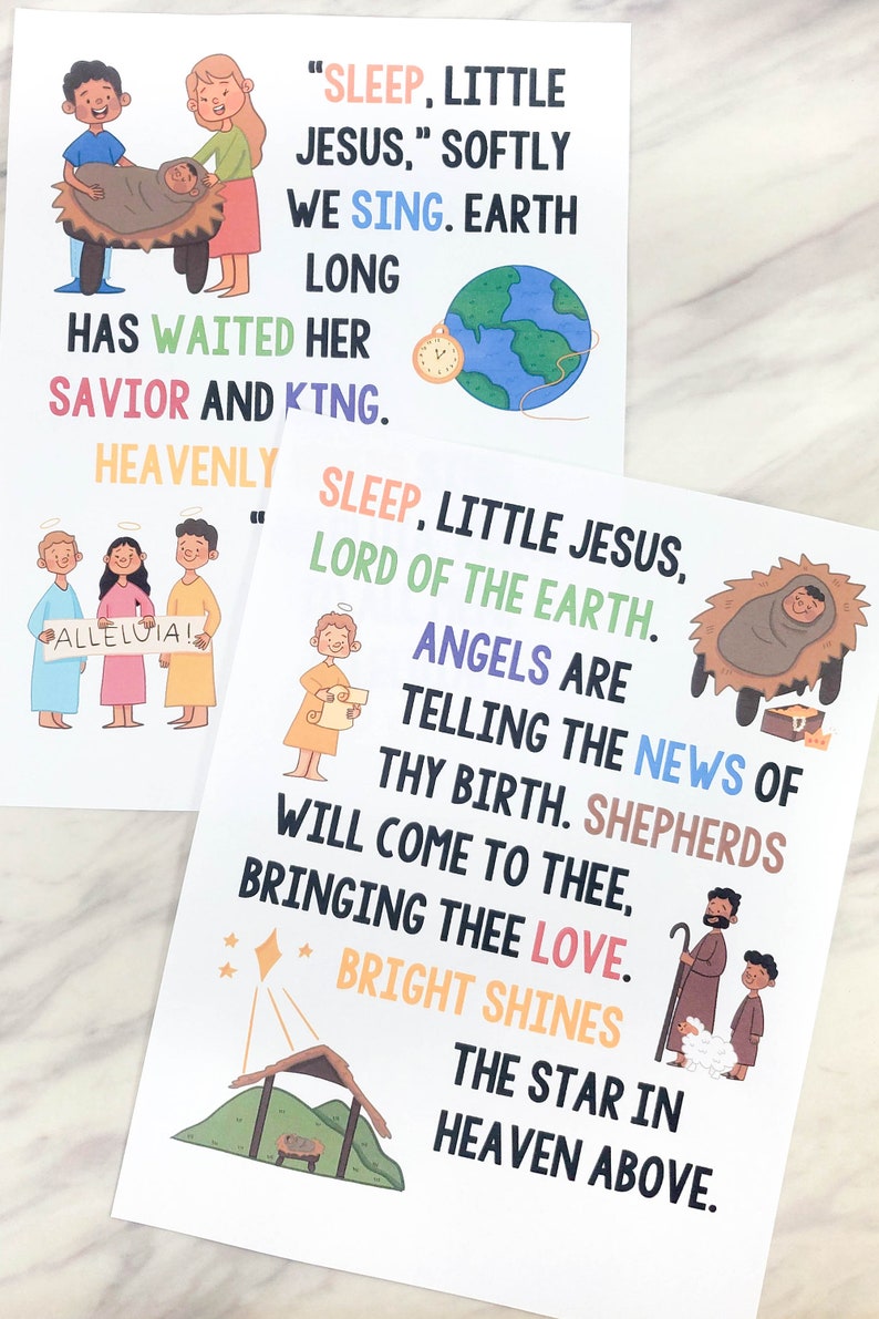 Sleep Little Jesus Flip Chart Visual Aids Printable PDF Christmas Song ...