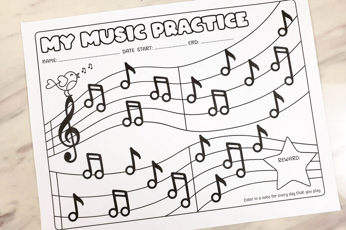 Music Practice Tracker | Piano Log, Sheet, Reward Chart With Weekly ...