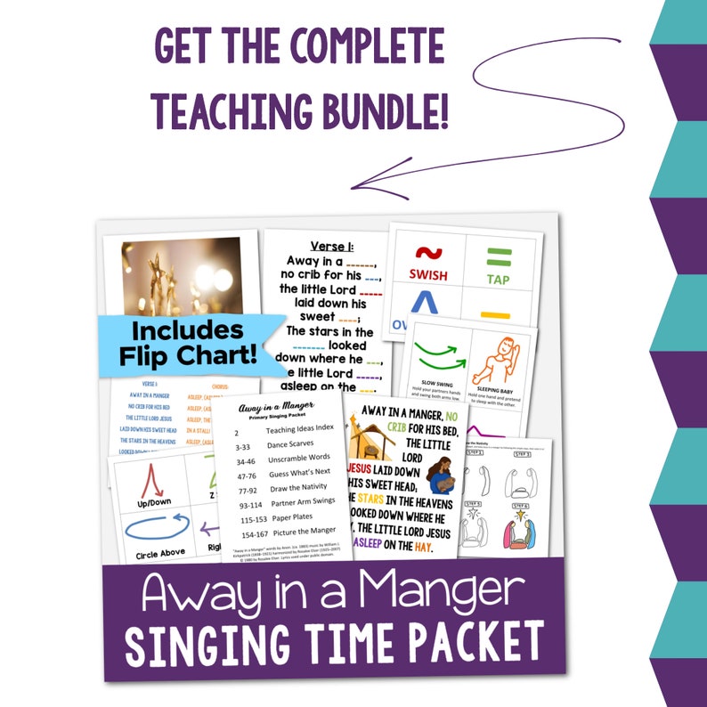 Away in a Manger Flip Chart Visual Aids LDS Christian Christmas Song ...