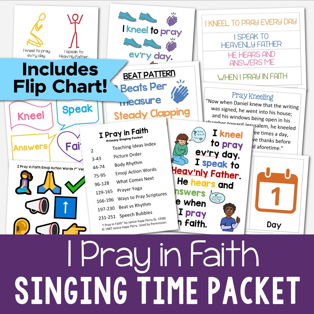 I Pray in Faith Singing Time 8 Teaching Packet Song Flip Chart Visuals ...