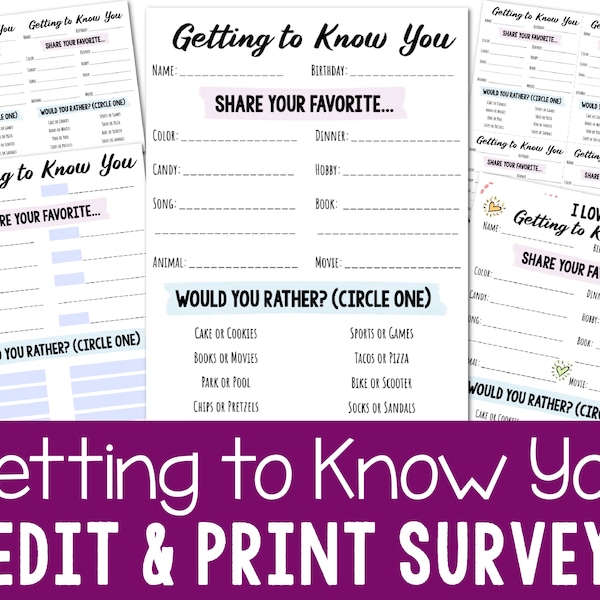 Get to Know You Template - Etsy