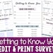 Getting to Know You Survey Printable & Editable PDF | About Me Quiz Teachers Students LDS ...