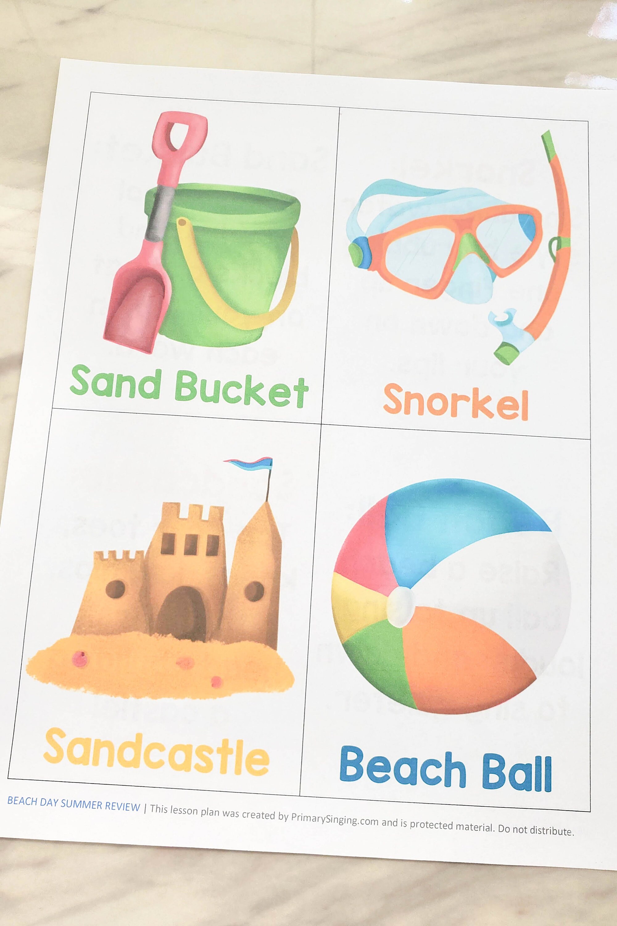 Summer Beach Day Song Review Singing Time Activity Ways to Sing Cards ...