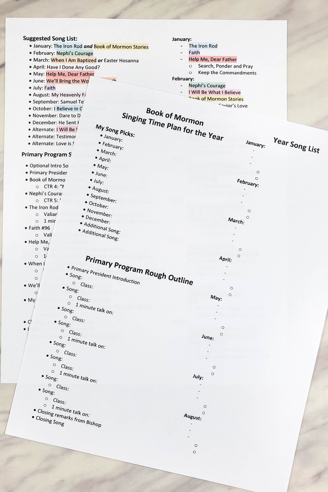 Primary Program Script 2024 Book of Mormon Song Outline Question Prompts LDS Primary Music ...