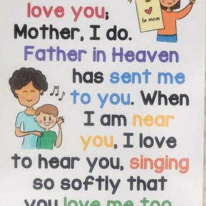 Mother I Love You Flip Chart Visual Aids Singing Time Helps Primary ...