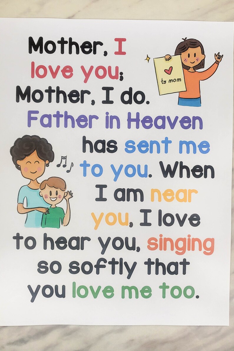 Mother I Love You Flip Chart Visual Aids Singing Time Helps Primary Song for Mother's Day ...