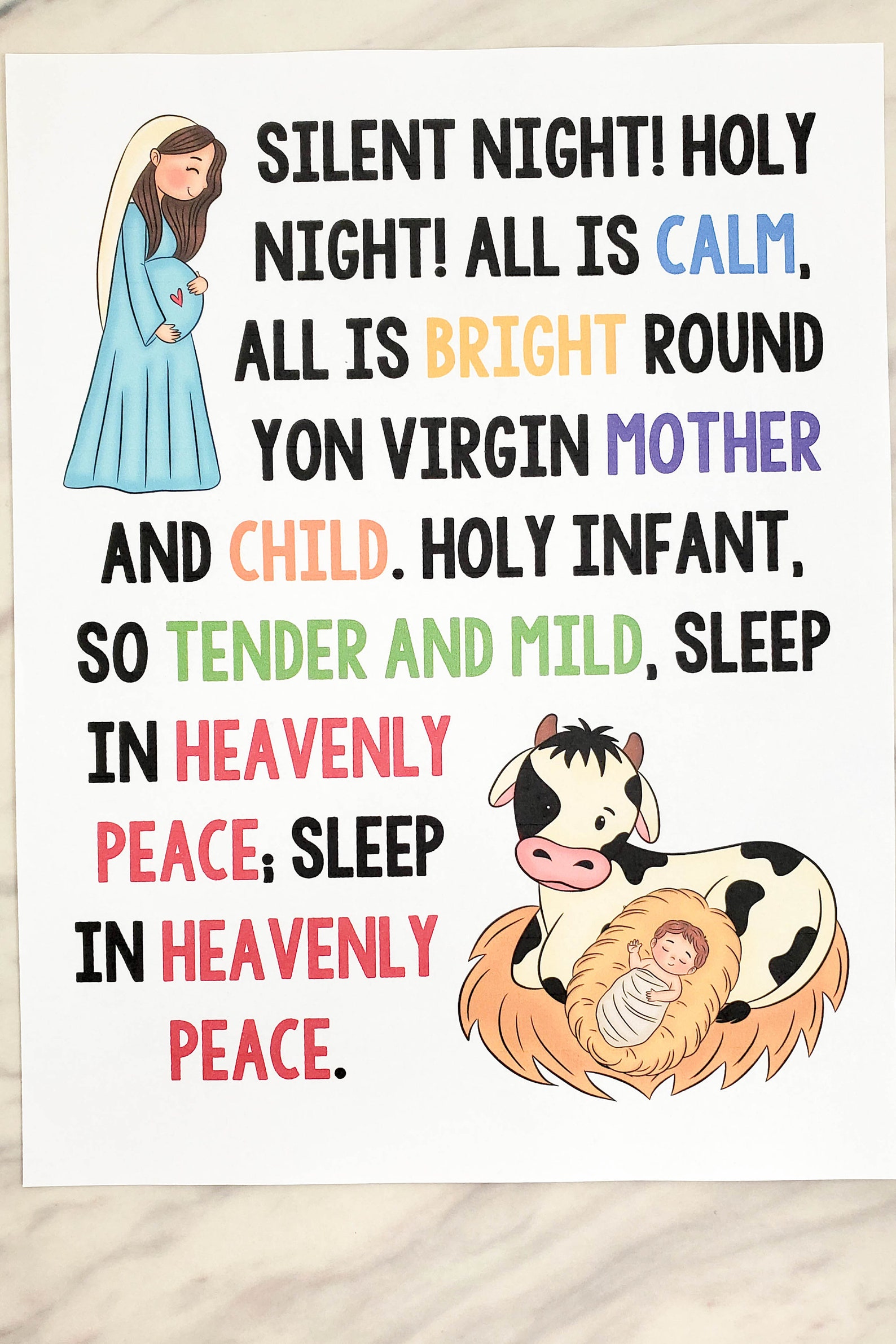 Silent Night Flip Chart Visual Aids Singing Time Teach Primary Song ...