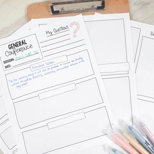 General Conference Printable Notepad Note Taking Sheets for Church ...