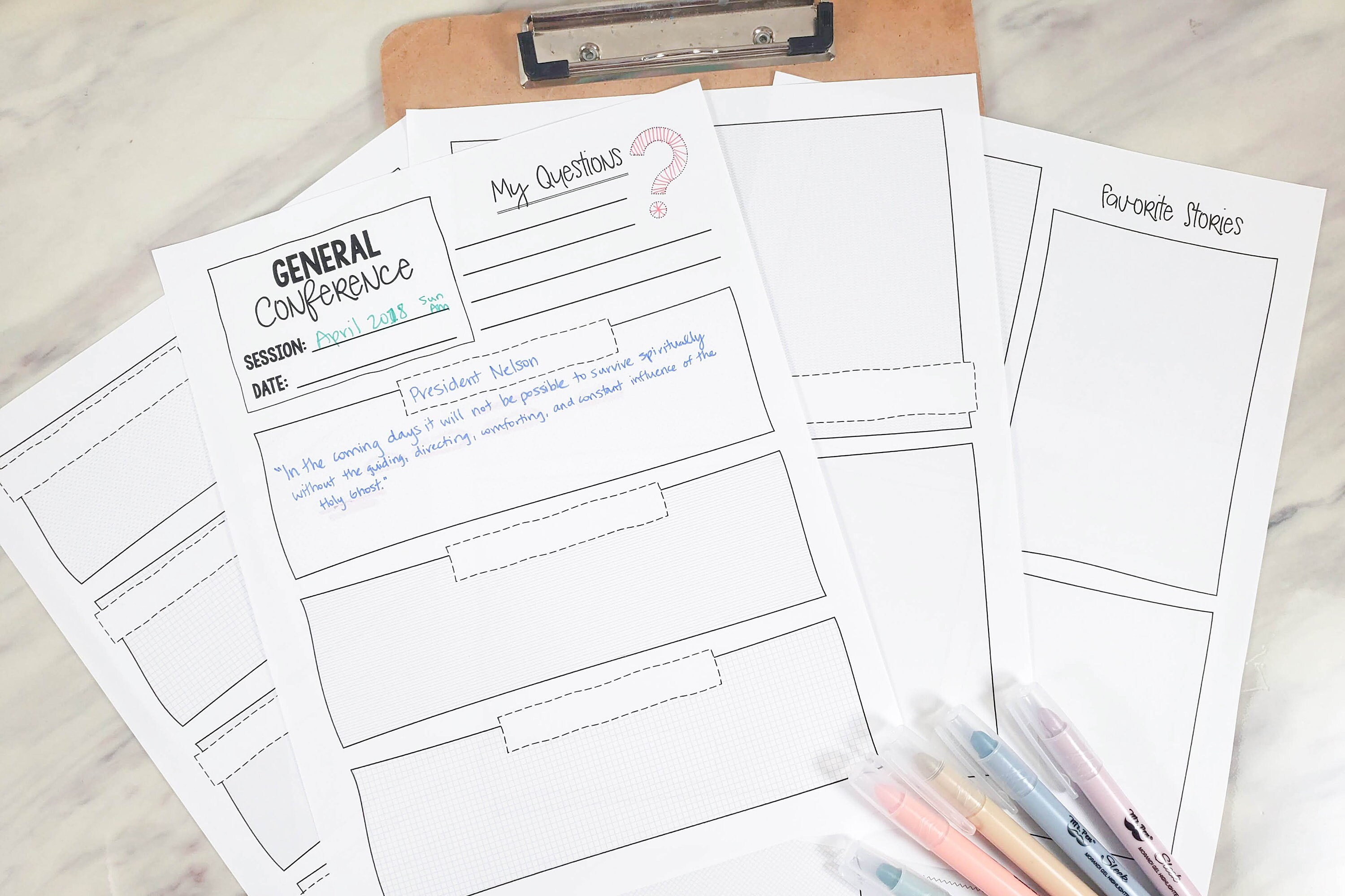 General Conference Printable Notepad Note Taking Sheets for Church ...