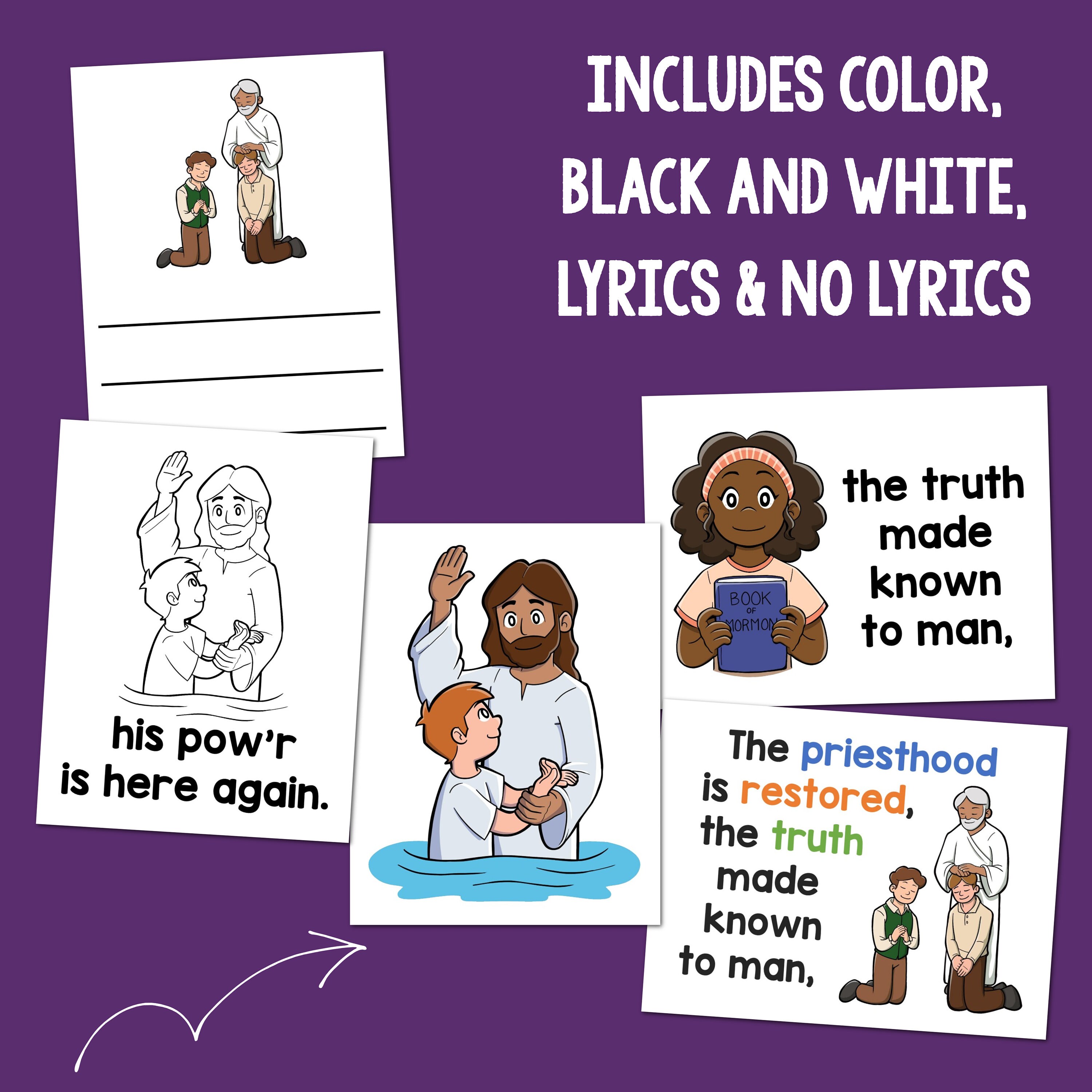 The Priesthood is Restored Flip Chart Visuals Singing Time Come Follow Me Illustrations Lyrics ...